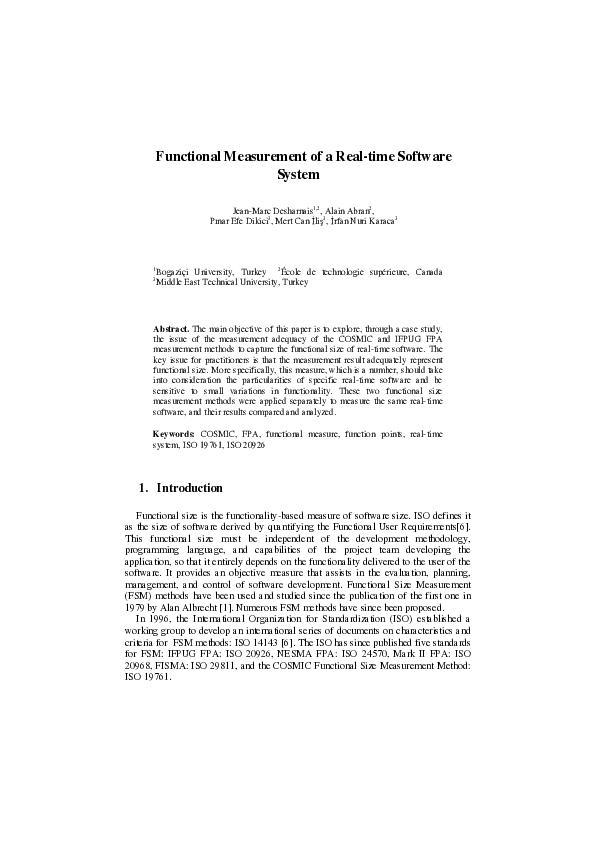 (PDF) Functional Measurement of a Real-time Software System