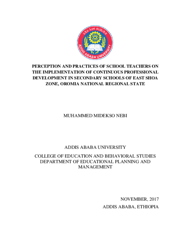 (PDF) Perception and Practices of Teachers on the Implementation of Continuous Professional ...