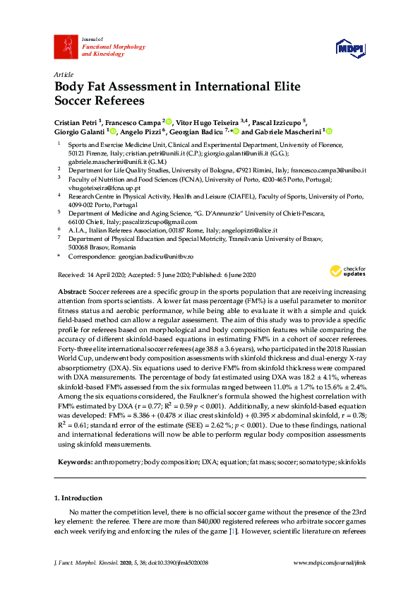 (PDF) Body Fat Assessment in International Elite Soccer Referees