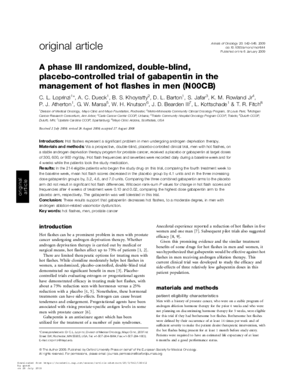 (PDF) A phase III randomized, double-blind, placebo-controlled trial of gabapentin in the ...