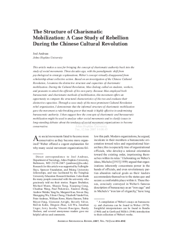 (PDF) The Structure of Charismatic Mobilization: A Case Study of ...