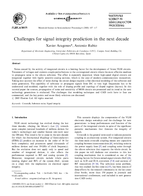 (PDF) Challenges for signal integrity prediction in the next decade