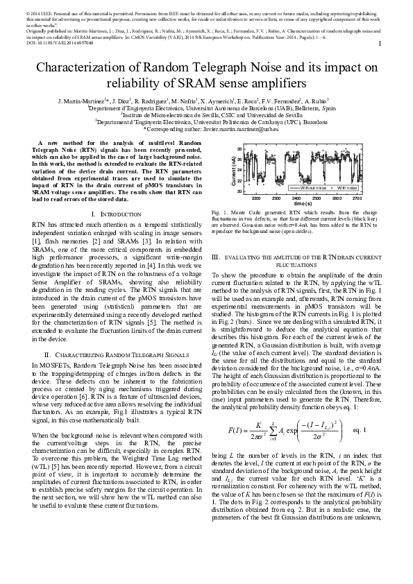 (PDF) Characterization of random telegraph noise and its impact on ...