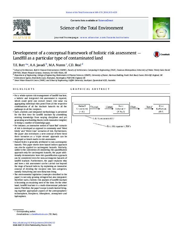(PDF) Development of a conceptual framework of holistic risk assessment ...