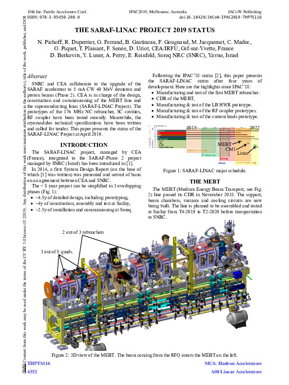 (PDF) The SARAF-LINAC Project 2018 Status