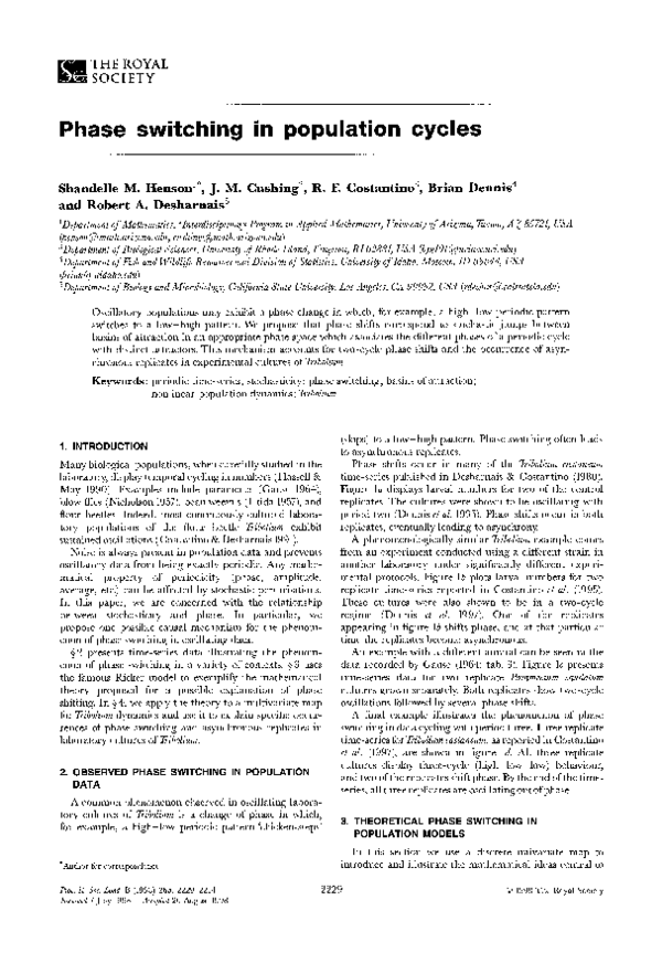(PDF) Phase switching in population cycles