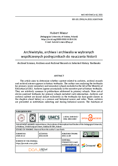 (PDF) Archival Science, Archives and Archival Records in Selected ...