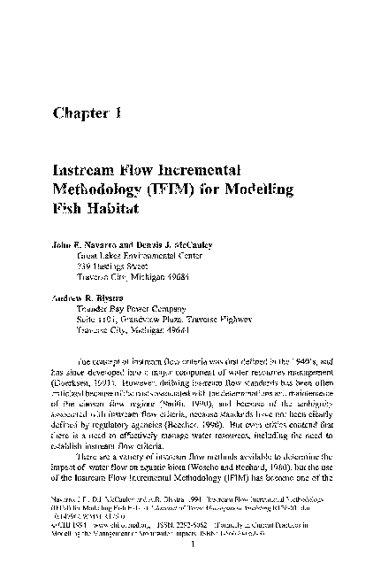 (PDF) Instream Flow Incremental Methodology (IFIM) for Modelling Fish ...
