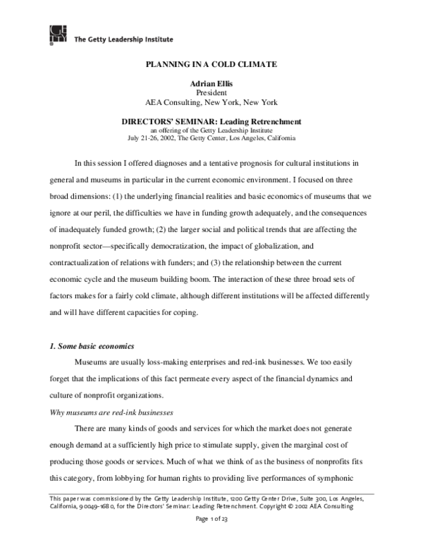 (PDF) Planning in a cold climate