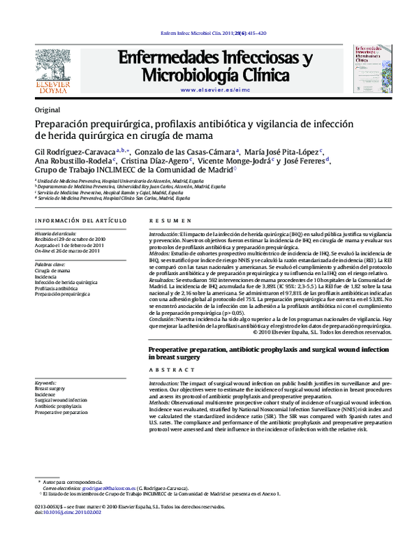 (PDF) Preparación prequirúrgica, profilaxis antibiótica y vigilancia de infección de herida ...