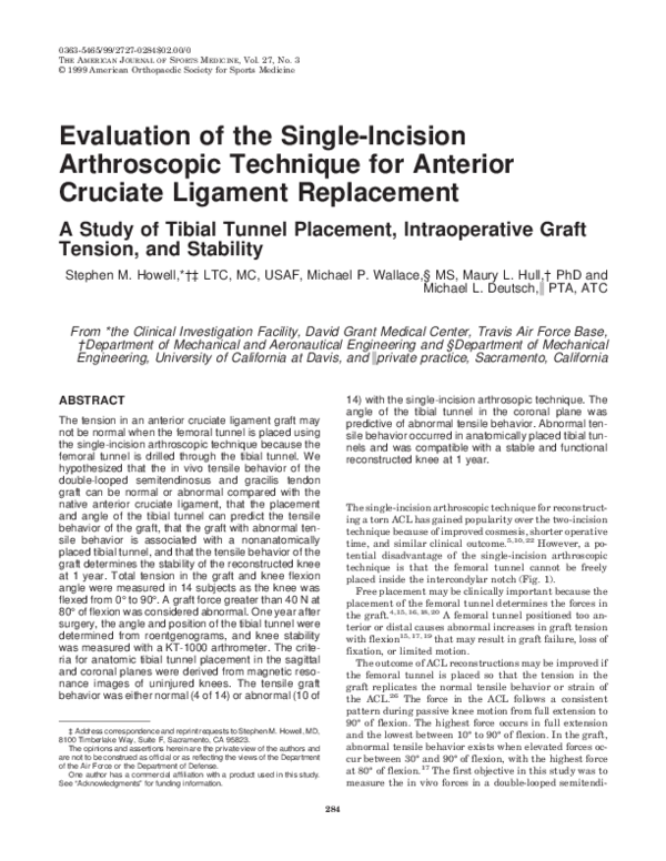 (PDF) Evaluation of the Single-Incision Arthroscopic Technique for ...