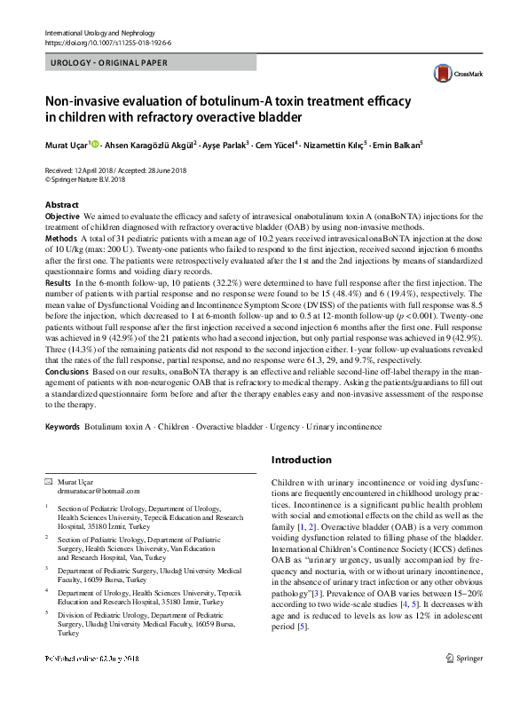 (PDF) Non-invasive evaluation of botulinum-A toxin treatment efficacy in children with ...