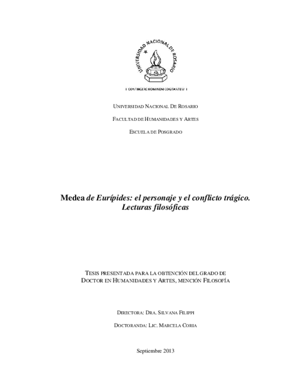 (PDF) Medea de Eurípides: el personaje y el conflicto trágico. Lecturas ...