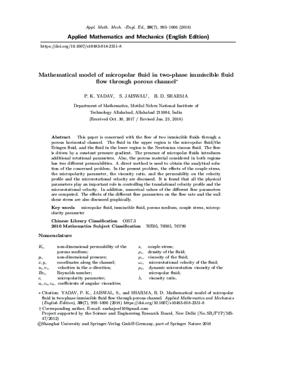 (PDF) Mathematical model of micropolar fluid in two-phase immiscible ...