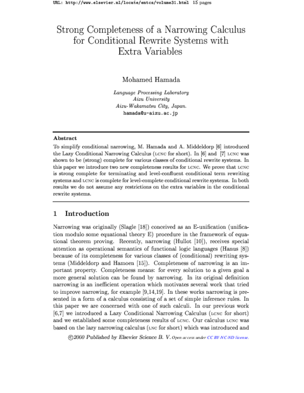 (PDF) Strong Completeness of a Narrowing Calculus for Conditional Rewrite Systems with Extra ...