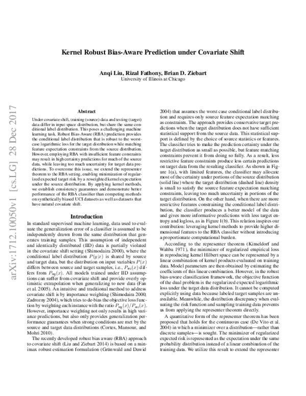 (PDF) Kernel Robust Bias-Aware Prediction under Covariate Shift