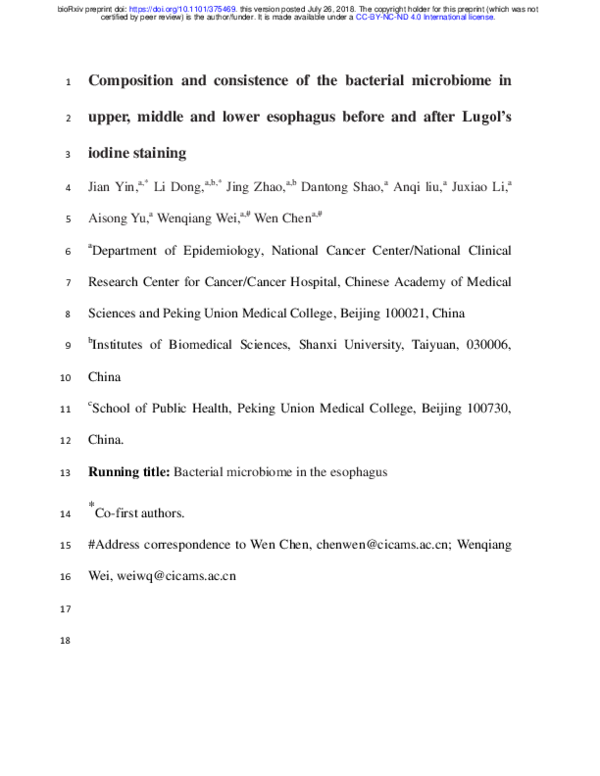 (PDF) Composition and consistence of the bacterial microbiome in upper ...