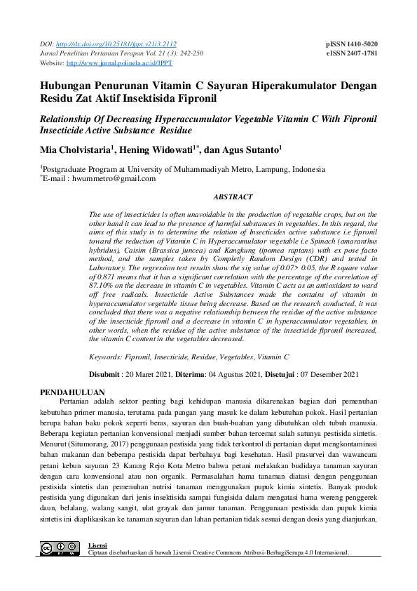 (PDF) Hubungan Penurunan Vitamin C Sayuran Hiperakumulator Dengan ...