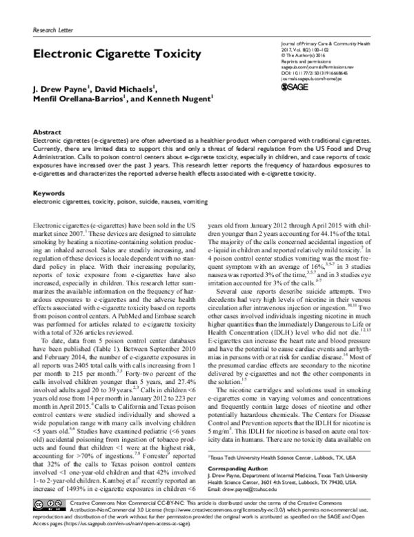 (PDF) Electronic Cigarette Toxicity