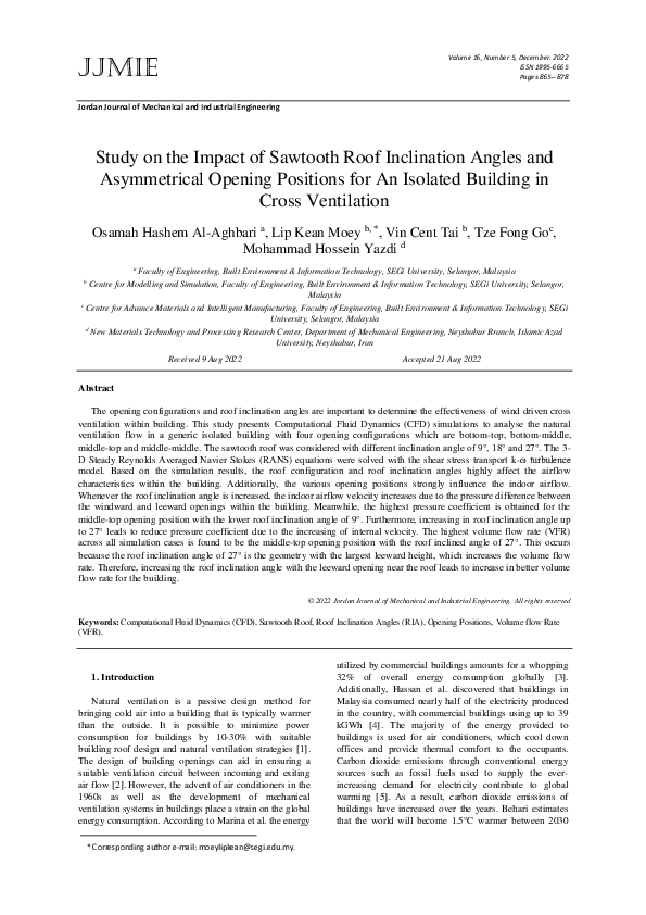 (PDF) Study on the Impact of Sawtooth Roof Inclination Angles and ...
