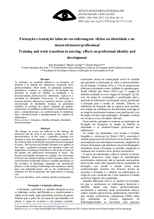 (PDF) Training and work transition in nursing: effects on profesional ...