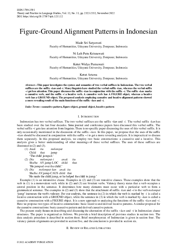 (PDF) Figure-Ground Alignment Patterns in Indonesian