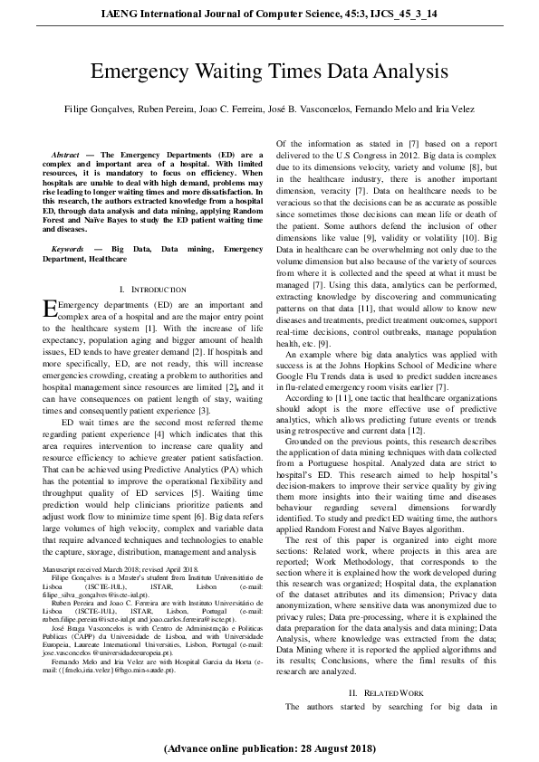 (PDF) Emergency waiting times data analysis