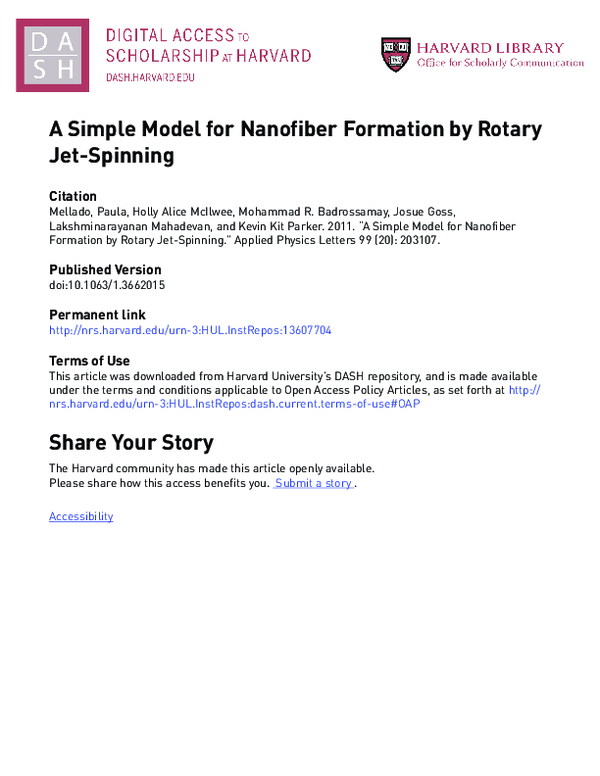 (PDF) A simple model for nanofiber formation by rotary jet-spinning