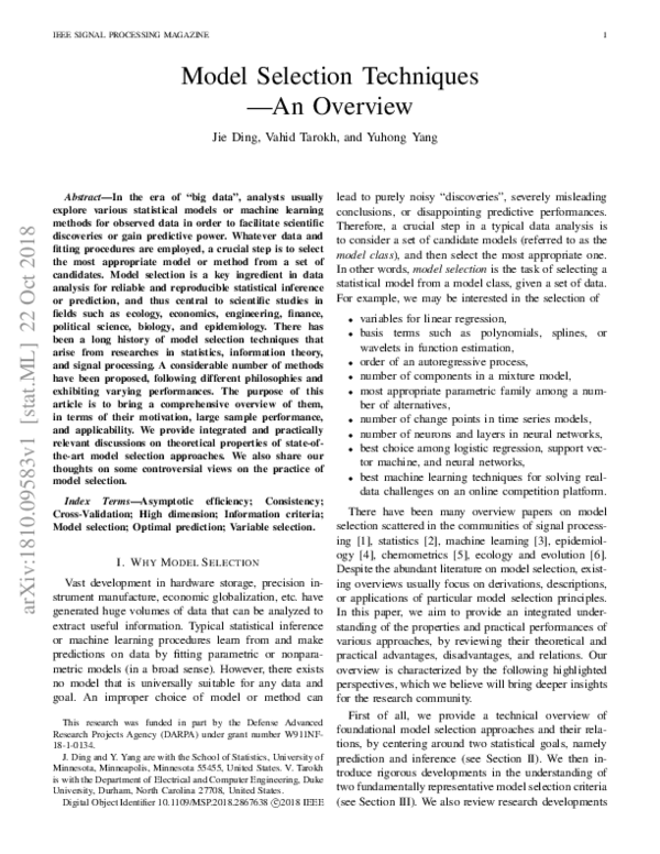 (PDF) Model Selection Techniques: An Overview