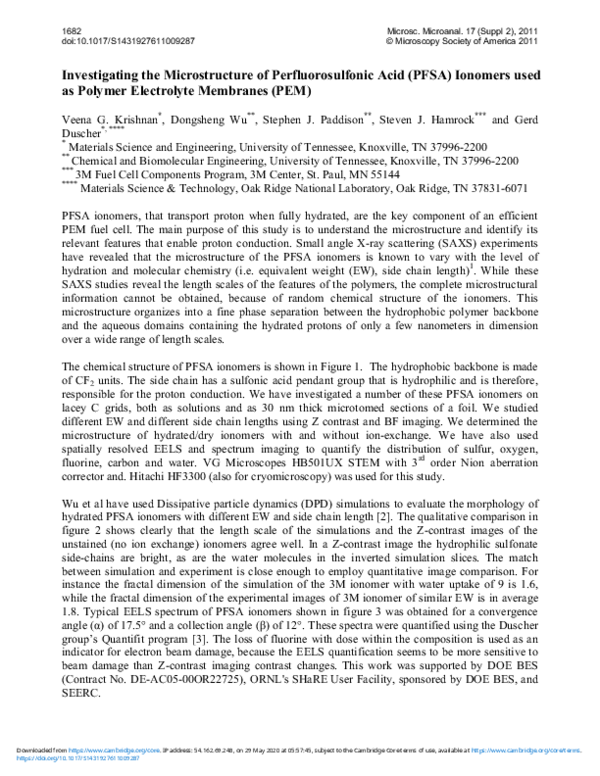 (PDF) Investigating the Microstructure of Perfluorosulfonic Acid (PFSA ...