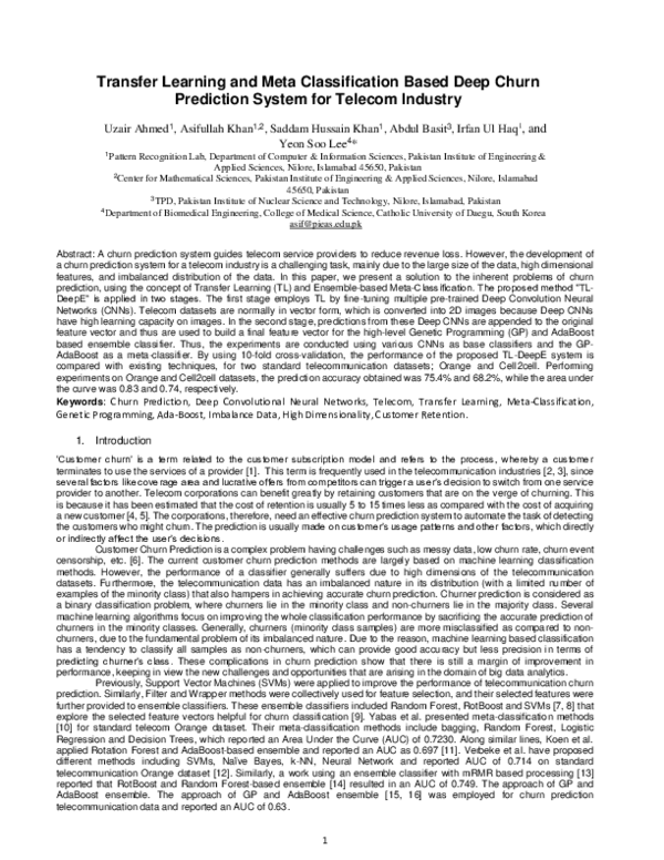 (PDF) Transfer Learning and Meta Classification Based Deep Churn Prediction System for Telecom ...