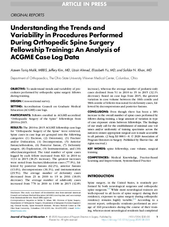 (PDF) Understanding the Trends and Variability in Procedures Performed ...