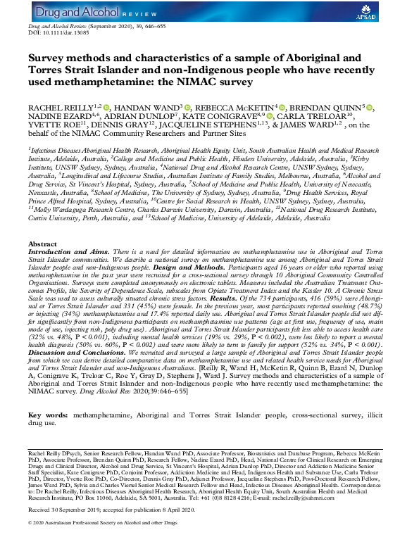 (PDF) Survey methods and characteristics of a sample of Aboriginal and Torres Strait Islander ...