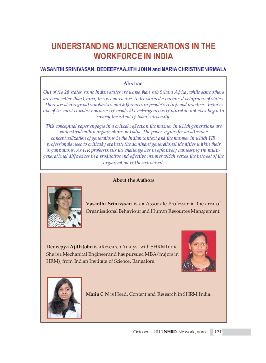 (PDF) Understanding Multigenerations in the Workforce in India