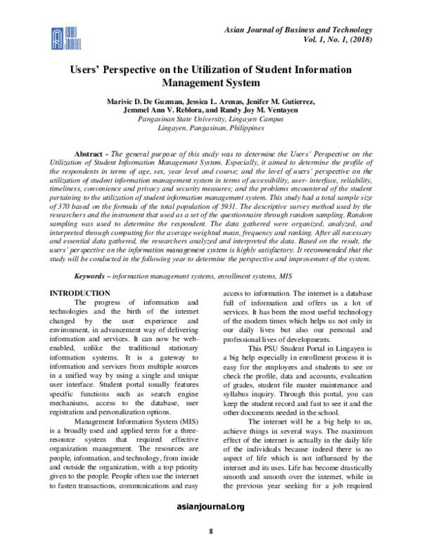 (PDF) Users’ Perspective on the Utilization of Student Information ...