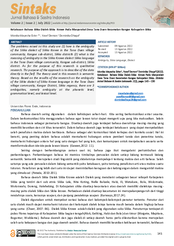 (PDF) Ketaksaan Bahasa Sikka Dialek Sikka Krowe pada Masyarakat Desa ...