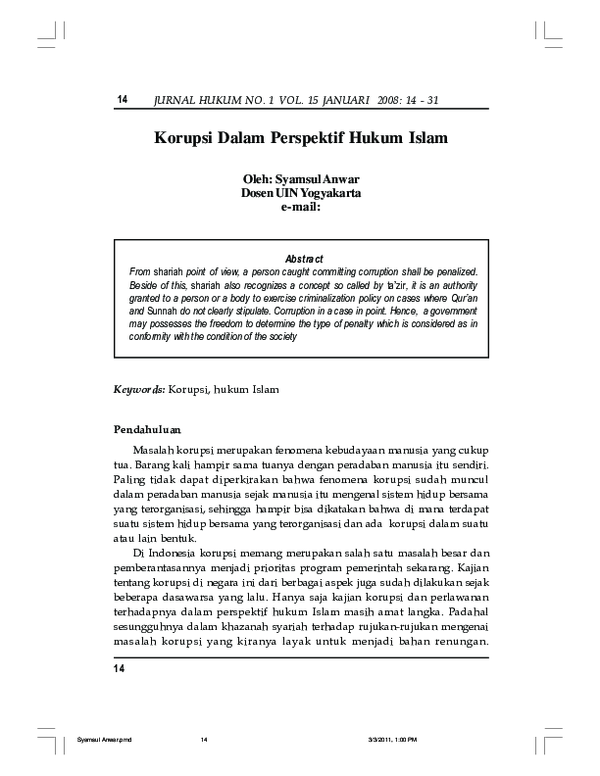 (PDF) Korupsi dalam Perspektif Hukum Islam