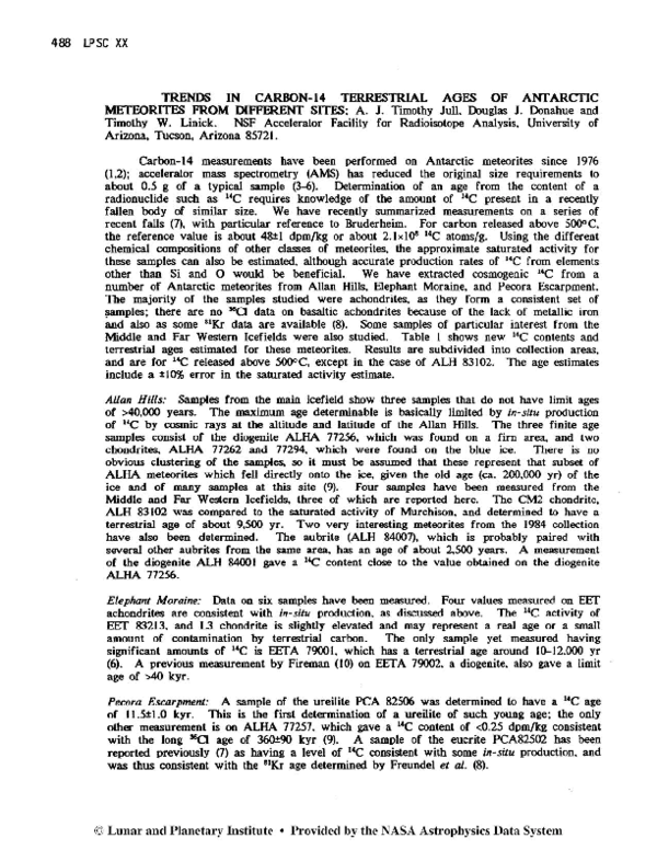(PDF) Trends in Carbon-14 Terrestrial Ages of Antarctic Meteorites from ...