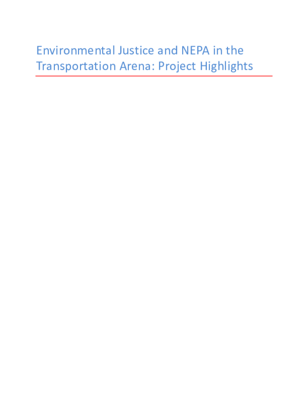 (PDF) Environmental Justice and NEPA in the Transportation Arena ...