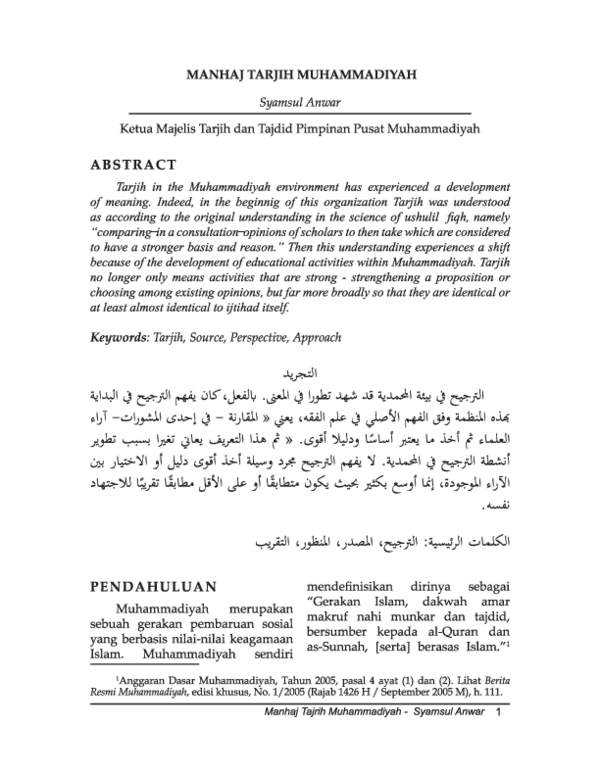 (PDF) Manhaj Tarjih Muhammadiyah