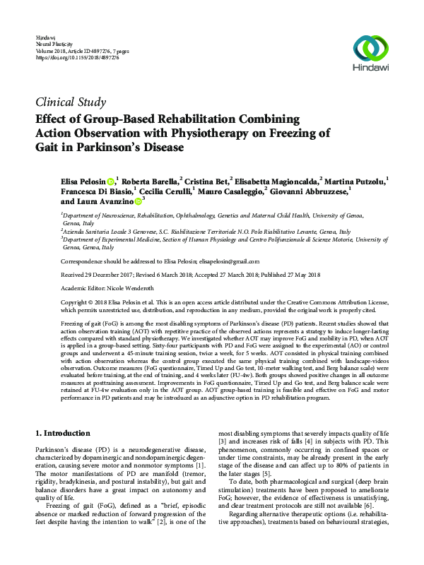 (PDF) Effect of Group-Based Rehabilitation Combining Action Observation ...