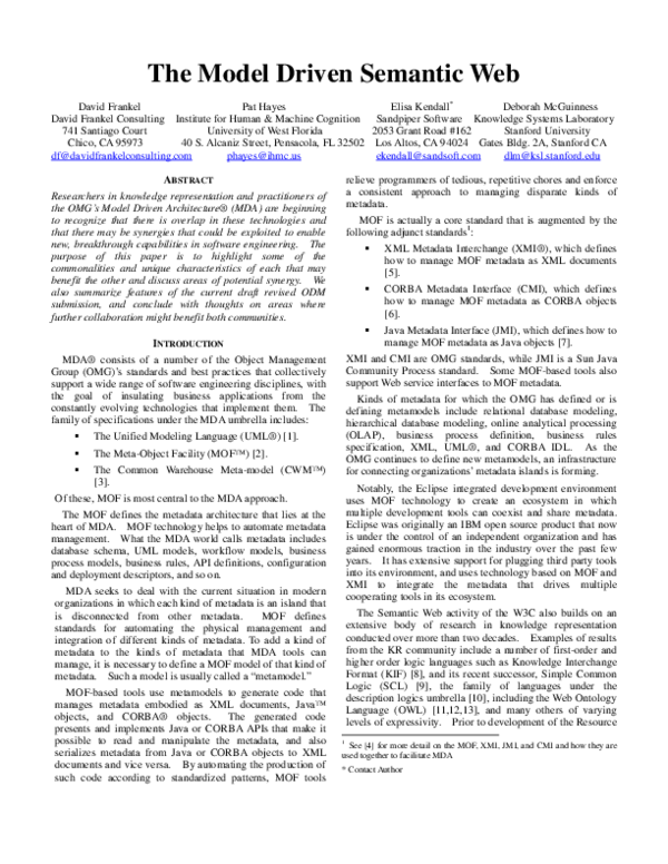 (PDF) The model driven semantic web