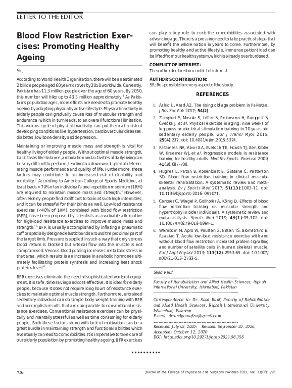 (PDF) Blood Flow Restriction Exercises: Promoting Healthy Ageing