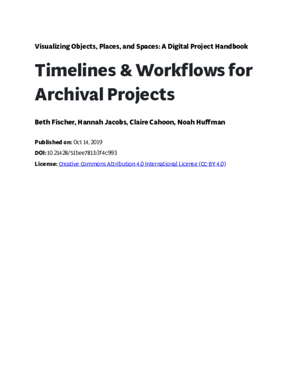(PDF) Timelines Workflows for Archival Projects
