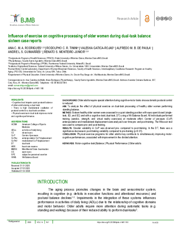 (PDF) Influence of exercise on cognitive processing of older woman ...