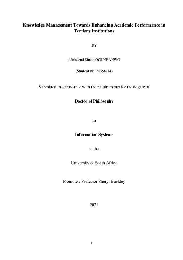 (PDF) Knowledge management towards enhancing academic performance in tertiary institutions