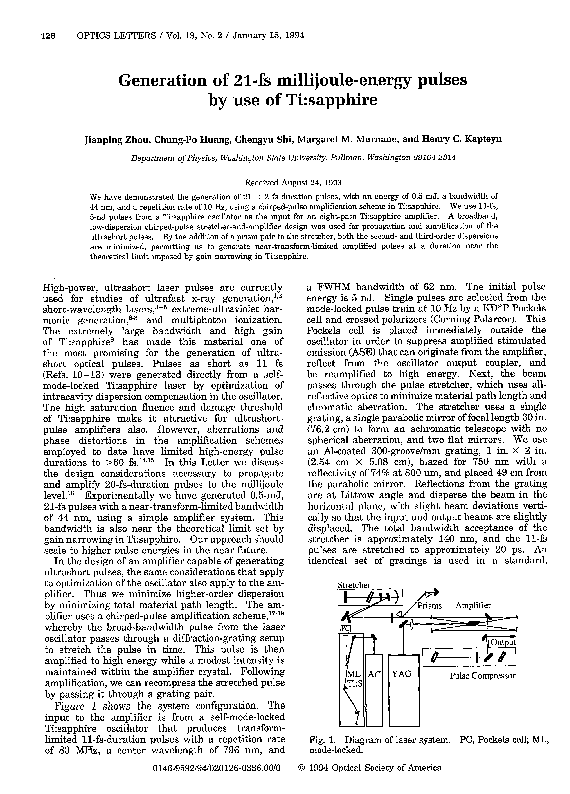(PDF) Generation of 21-fs millijoule-energy pulses by use of Ti:sapphire