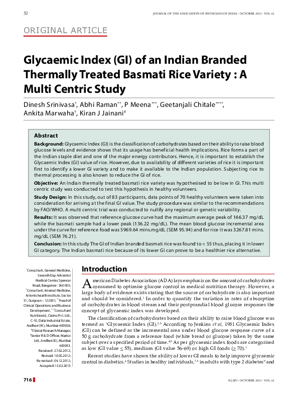 (PDF) Glycaemic index (GI) of an Indian branded thermally treated ...