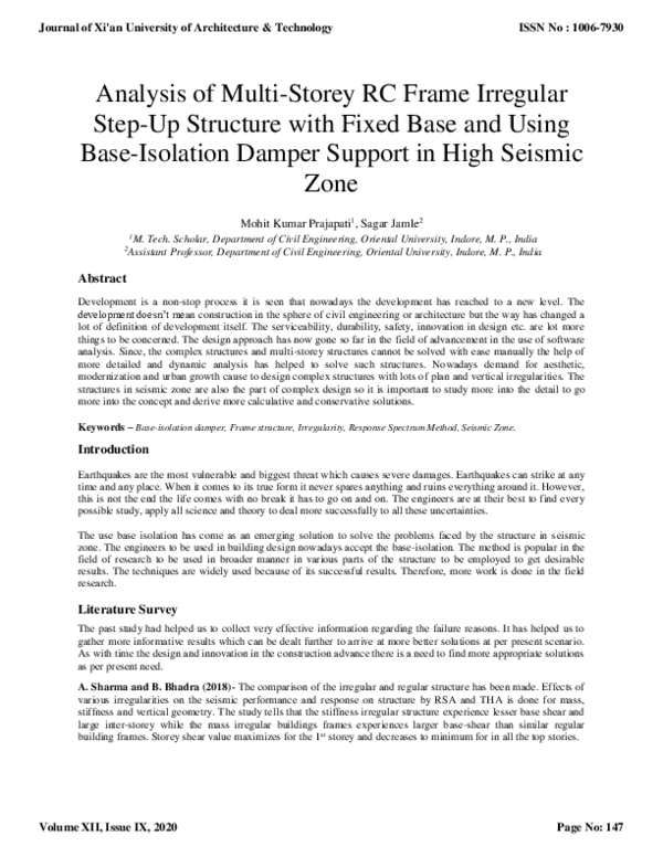 Pdf Analysis Of Multi Storey Rc Frame Irregular Step Up Structure With Fixed Base And Using