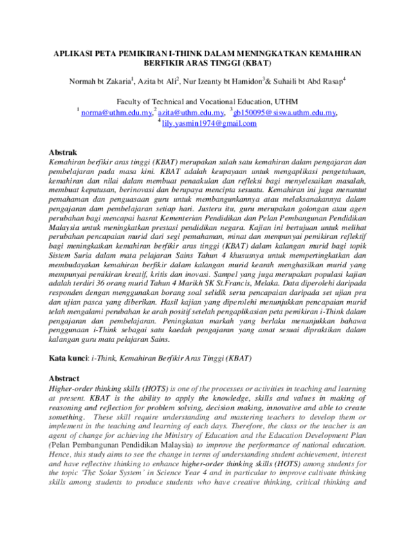 (PDF) Aplikasi peta pemikiran i-Think dalam meningkatkan Kemahiran ...